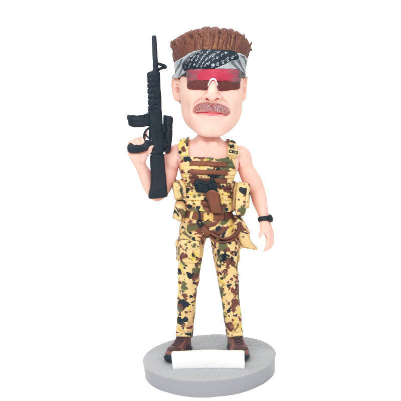 Custom Male Military Soldier Bobblehead With Gun – Figure Bobblehead