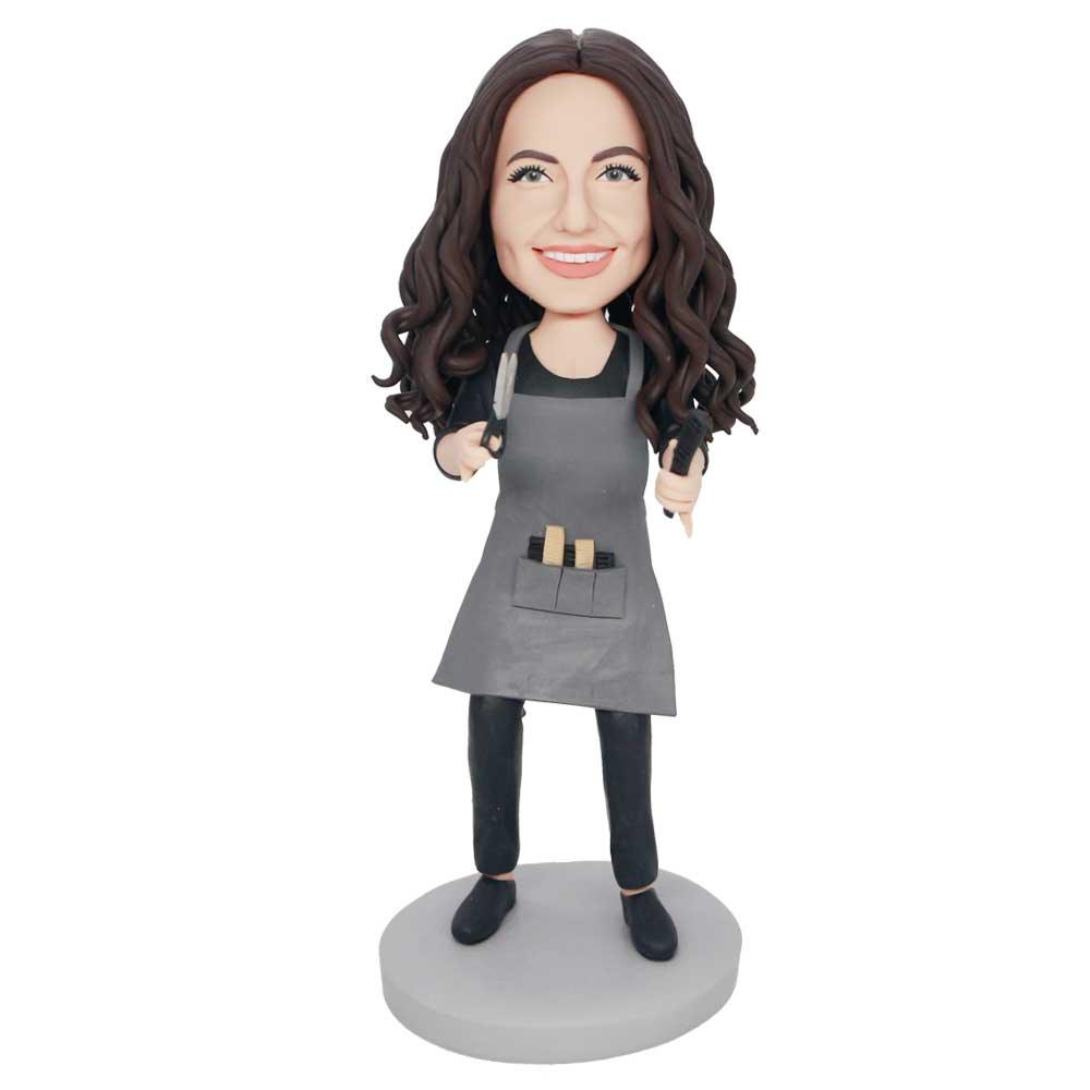 Cool Female Barber Hairdresser With Comb And Scissors Custom Figure Bo ...