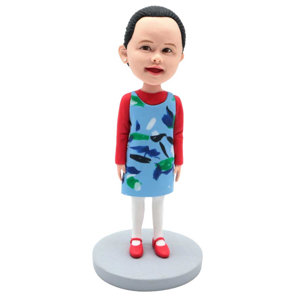 Custom Cute Girl Bobbleheads In Snowman Skirt – Figure Bobblehead