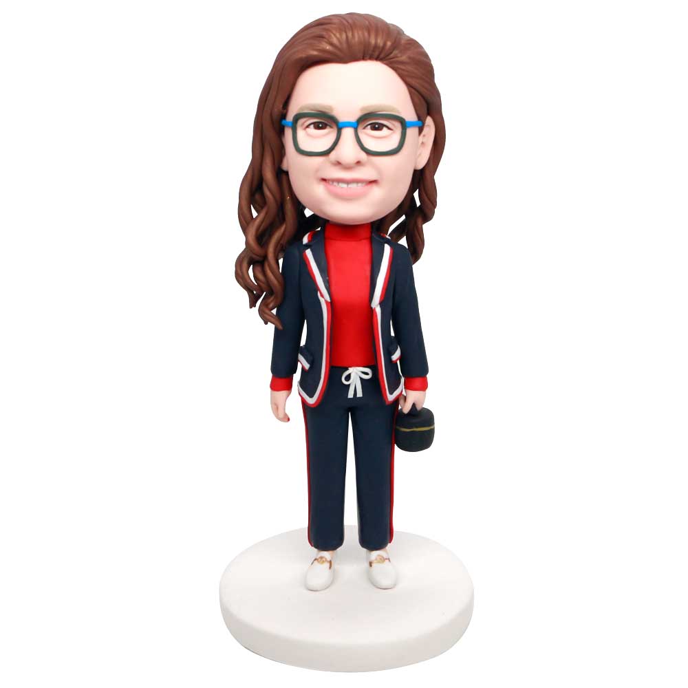 Custom Female Boss Bobblehead In Stylish Suit – Figure Bobblehead