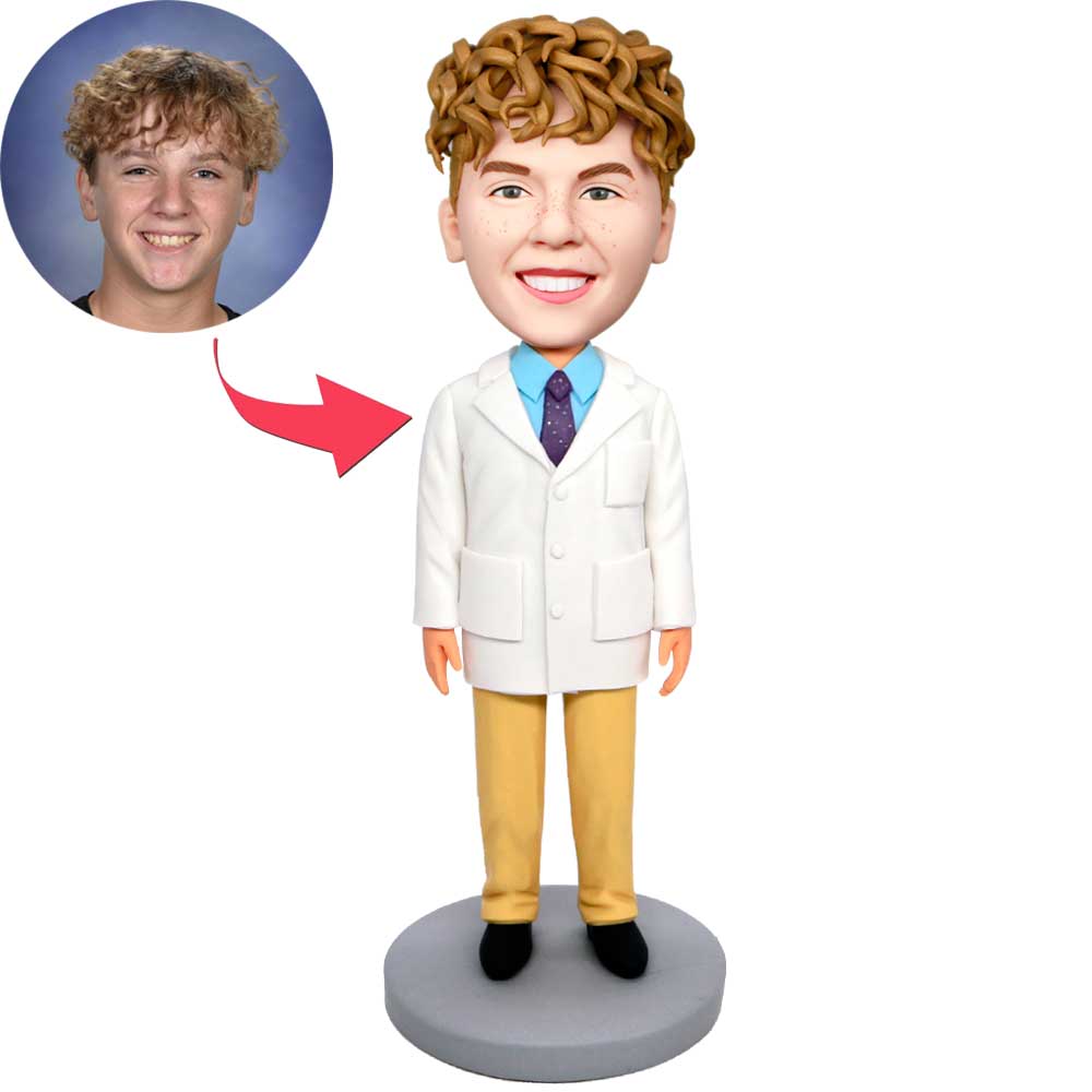Custom Male Doctor Bobblehead In White Coat – Figure Bobblehead