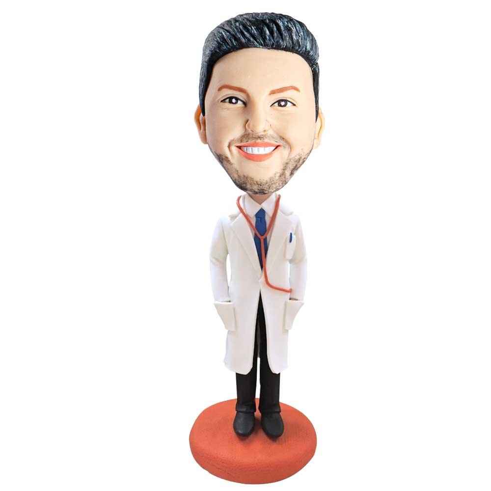 Professional Male Doctor Physician In White Coat Custom Figure Bobbleh ...