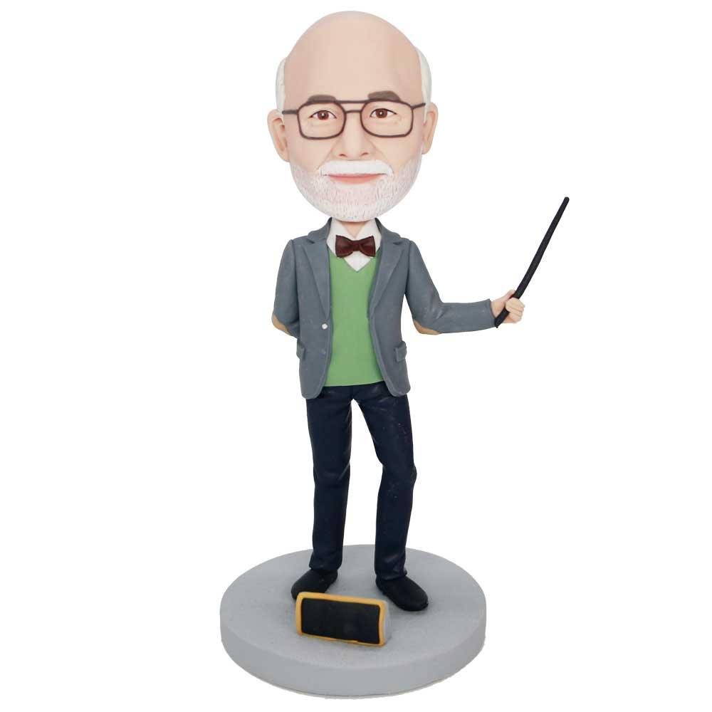 Retirement Male Professor Teacher Holding a Pointer Custom Figure Bobb ...